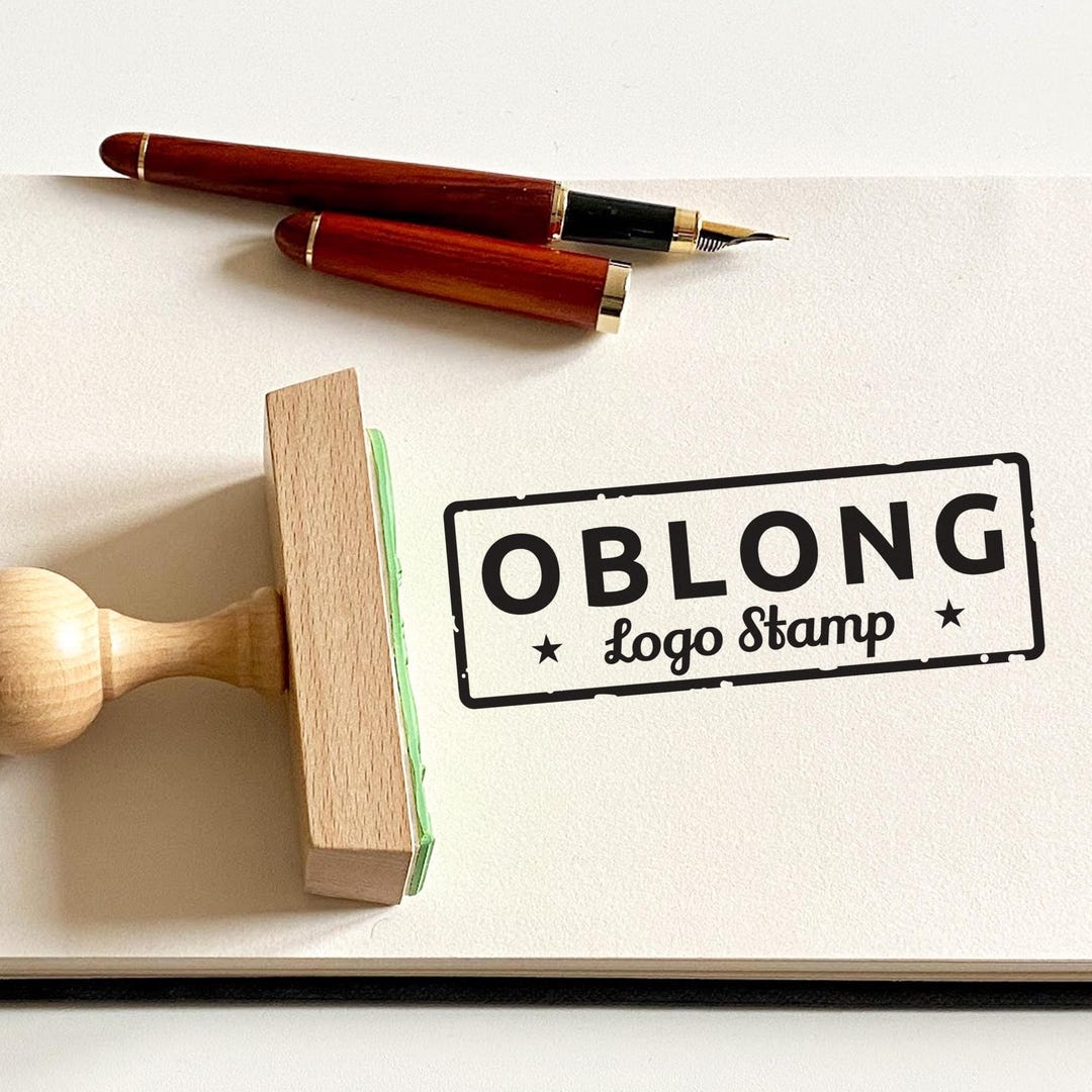 Big Oblong Logo Stamp. Custom Rubber Stamp. LARGE Business Wooden Stamp ...