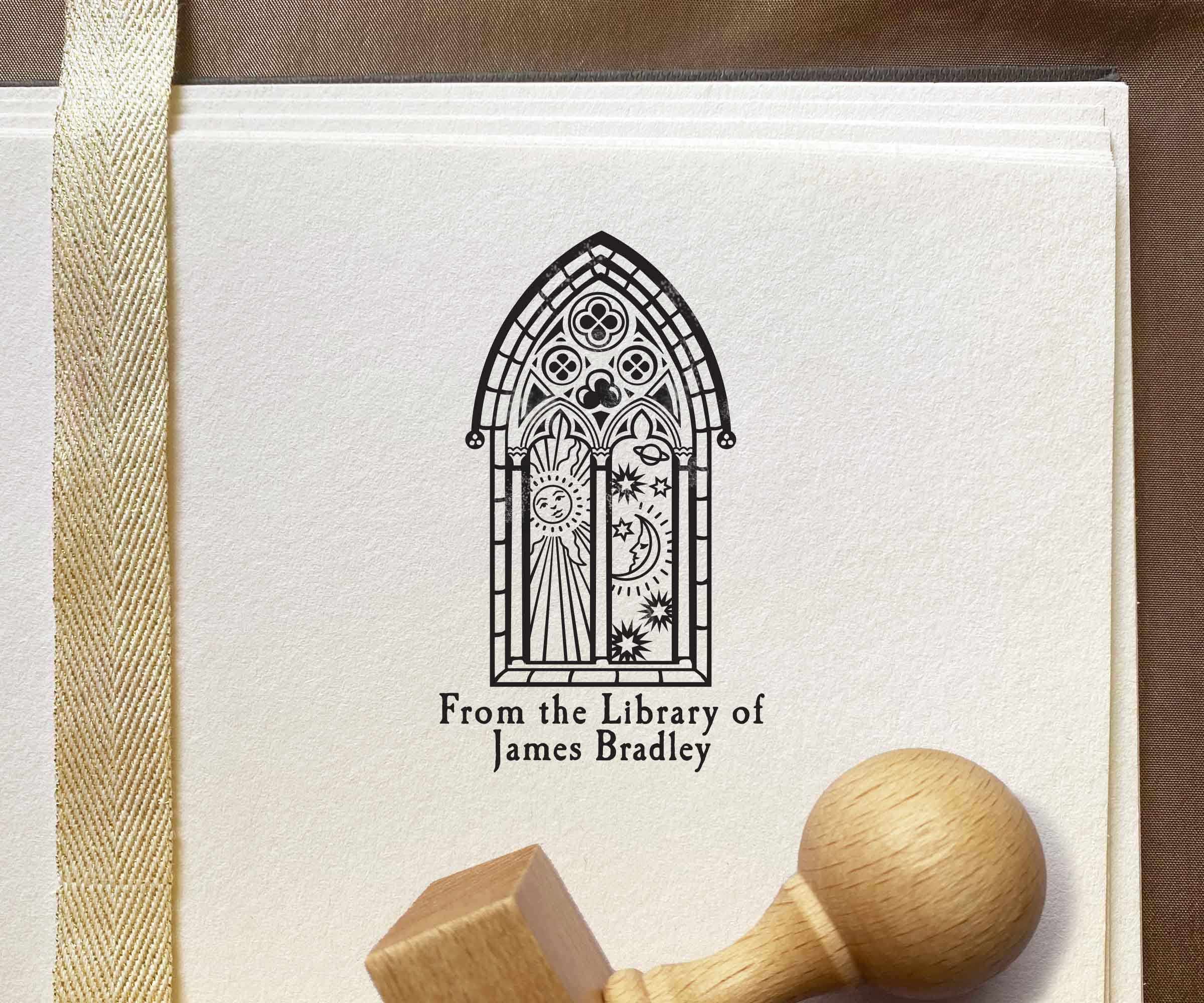 Medieval Window Ex Libris Stamp: Gothic Personalized Bookplate - Etsy