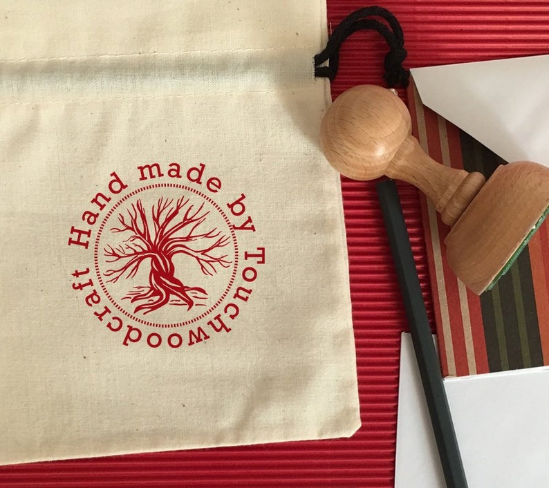 BIG Custom Logo Stamp in the Cotton Bag With INKPAD | Etsy