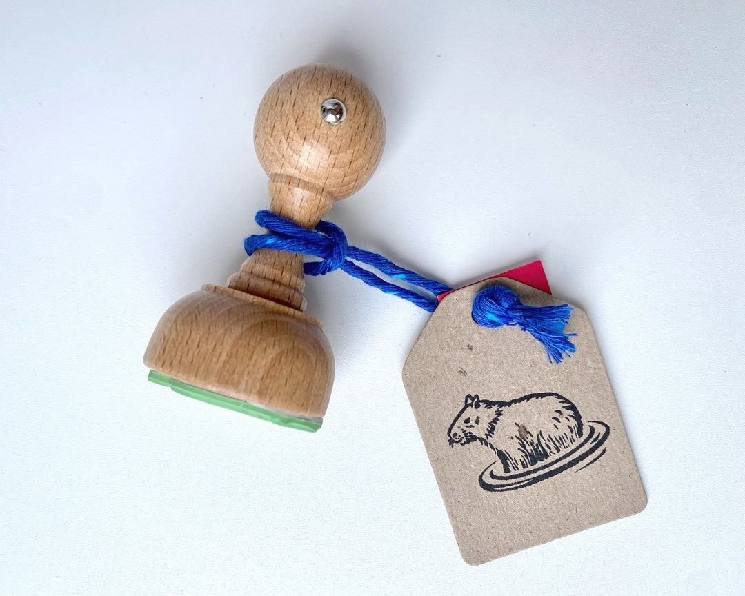Capybara Wooden Stamp Set With Ink Pad. Funny Capybara Motif Bathing in ...