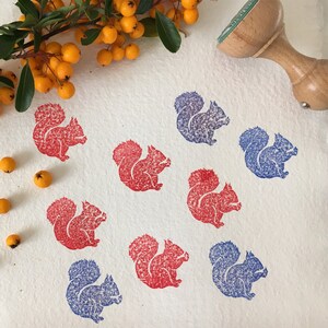 Rubber Stamp SQUIRREL on a Traditional Wooden Handle. Wild Animal Eco ...