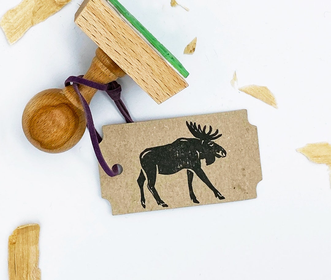 Alaskan Moose Wooden Stamp: Wildlife Silhouette, Forest Animal - Etsy