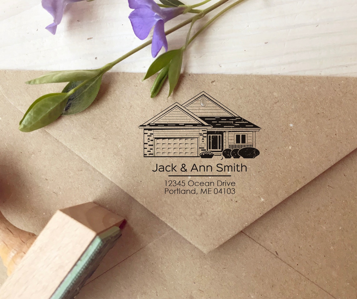 RETURN Address Stamp House Drawing Portrait of the House - Etsy
