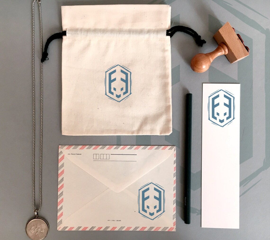 BIG Custom Logo Stamp in the Cotton Bag With INKPAD | Etsy