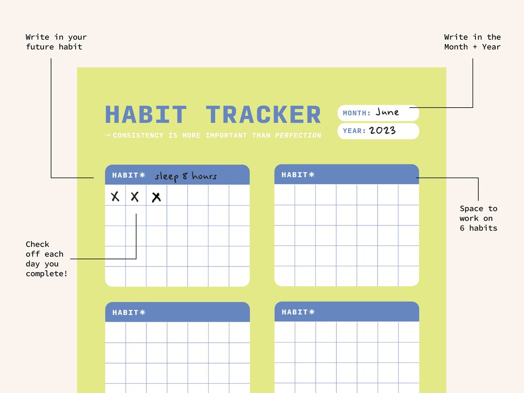 Daily Habit Tracker PRINTABLE Tracker Monthly Tracker Monthly Goal ...