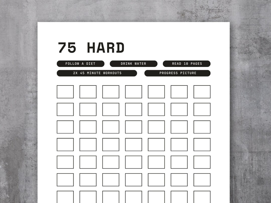 75 Hard Challenge Tracker 75 Day Challenge 75 Soft Challenge 75 Hard ...