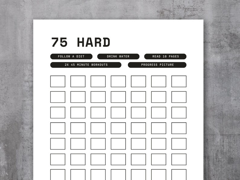 75 Hard Challenge Tracker 75 Day Challenge 75 Soft Challenge 75 Hard ...