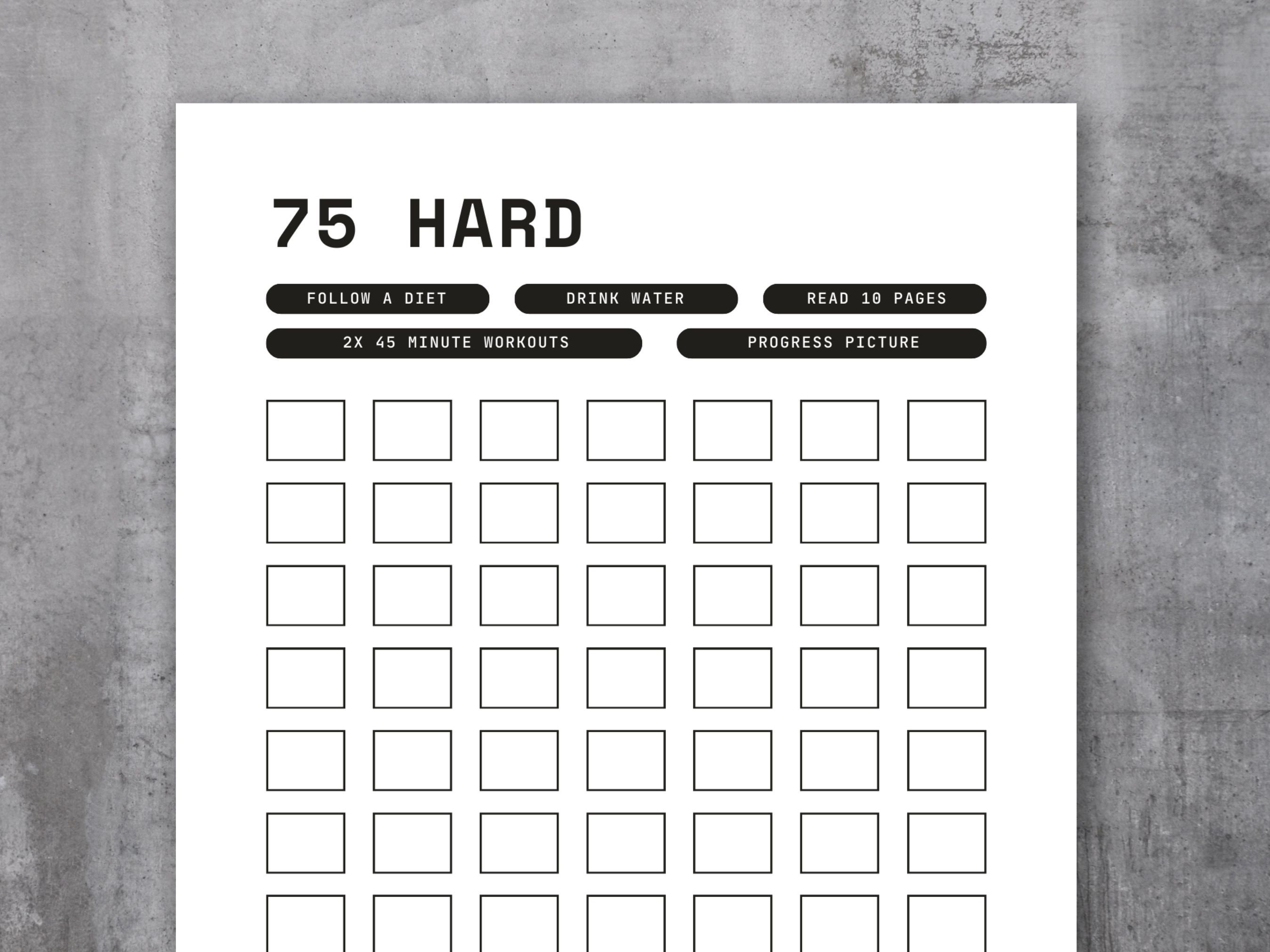 75 Hard Challenge Tracker 75 Day Challenge 75 Soft Challenge 75 Hard ...
