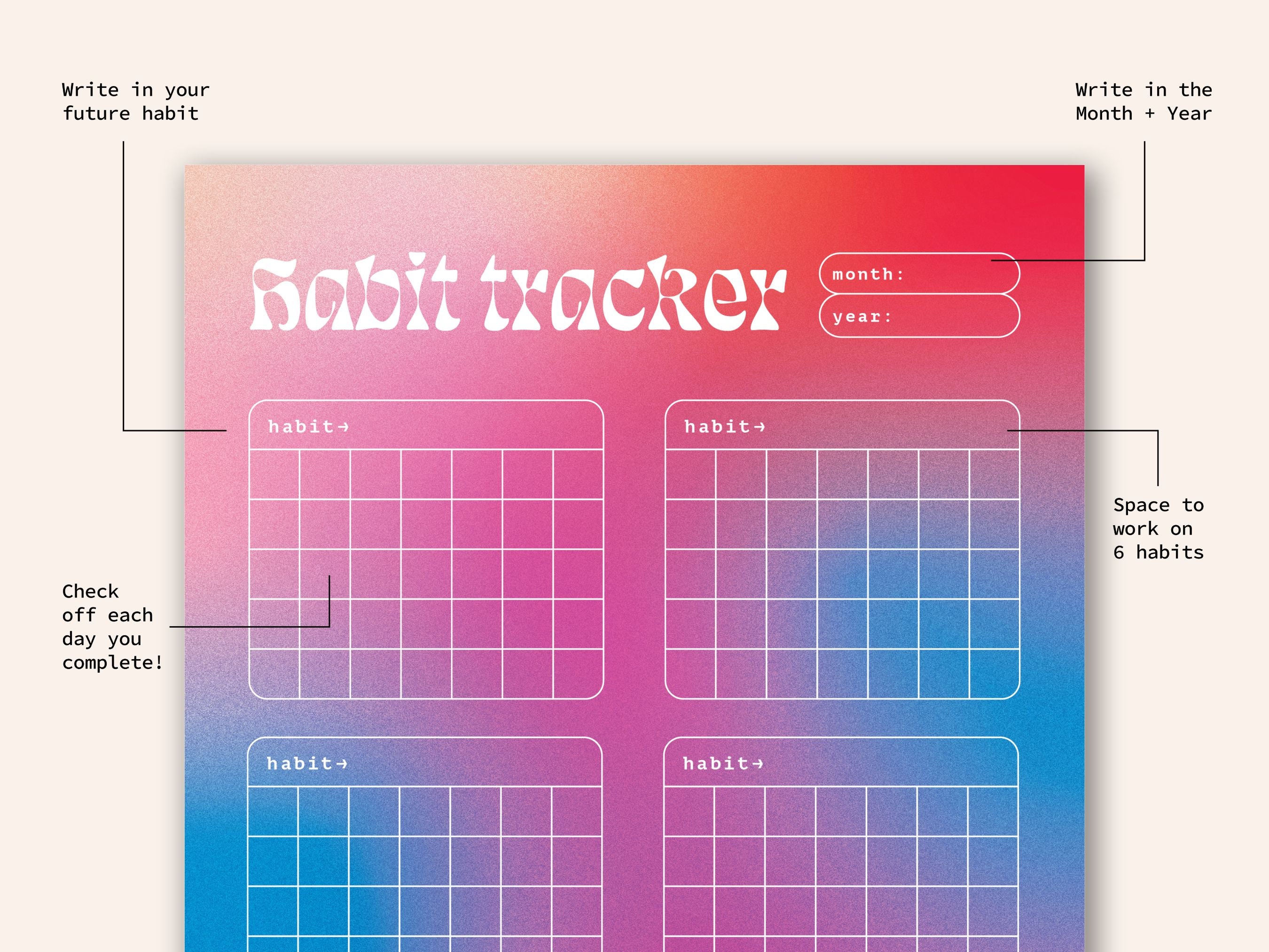 Daily Habit Tracker | PRINTABLE Tracker | Monthly Tracker | Monthly ...