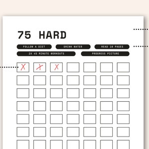 75 Hard Challenge Tracker 75 Day Challenge 75 Soft Challenge 75 Hard ...