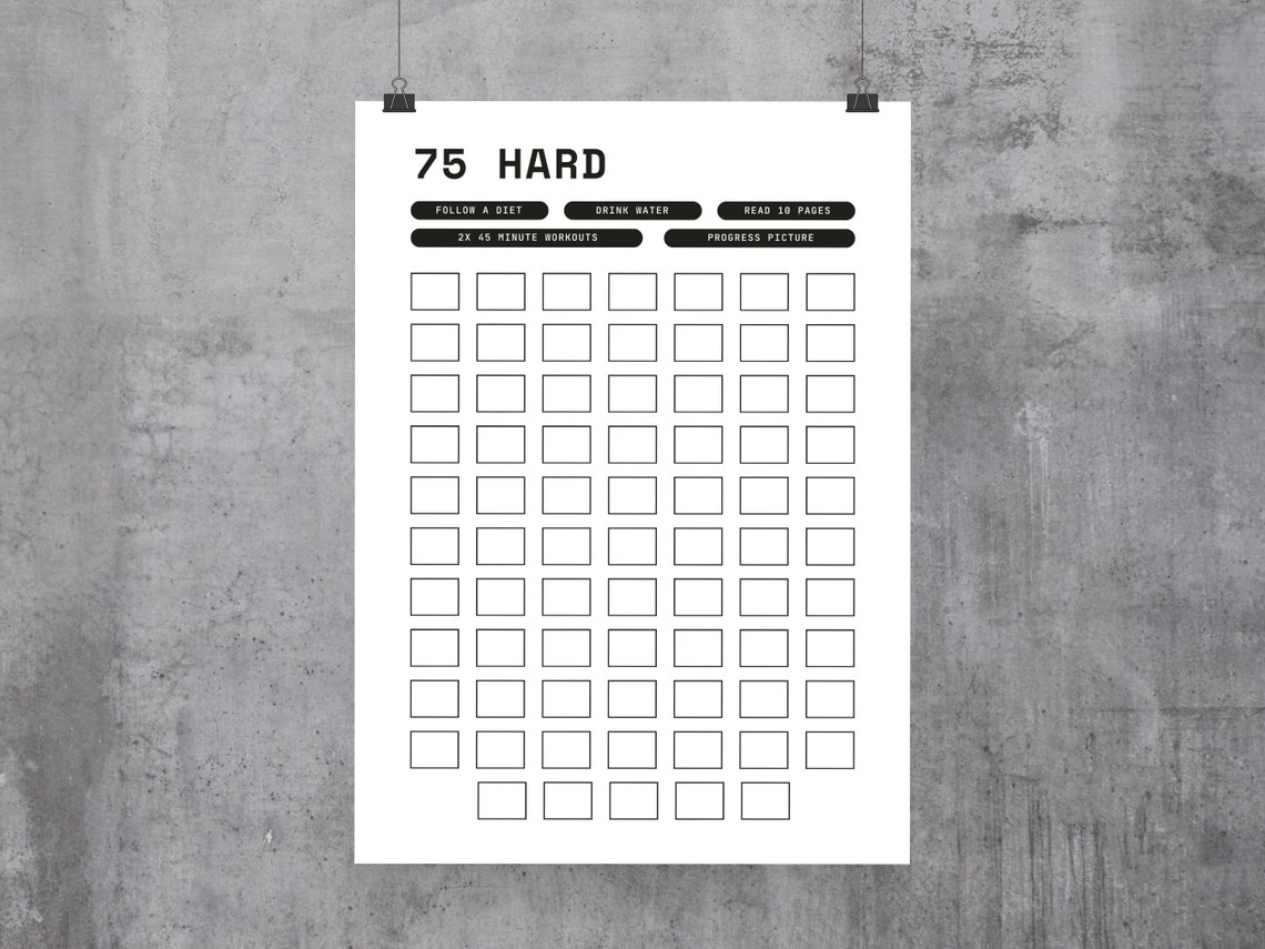 75 Hard Challenge Tracker 75 Day Challenge 75 Soft Challenge 75 Hard ...
