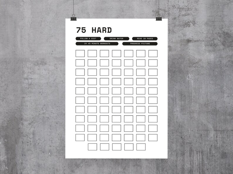 75 Hard Challenge Tracker 75 Day Challenge 75 Soft Challenge 75 Hard ...