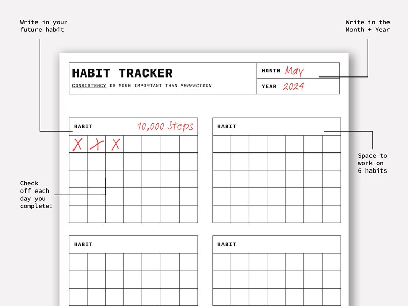 Minimalist Daily Habit Tracker | Printable | A3, A4, A5 - Etsy