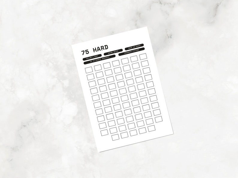 75 Hard Challenge Tracker 75 Day Challenge 75 Soft Challenge 75 Hard ...