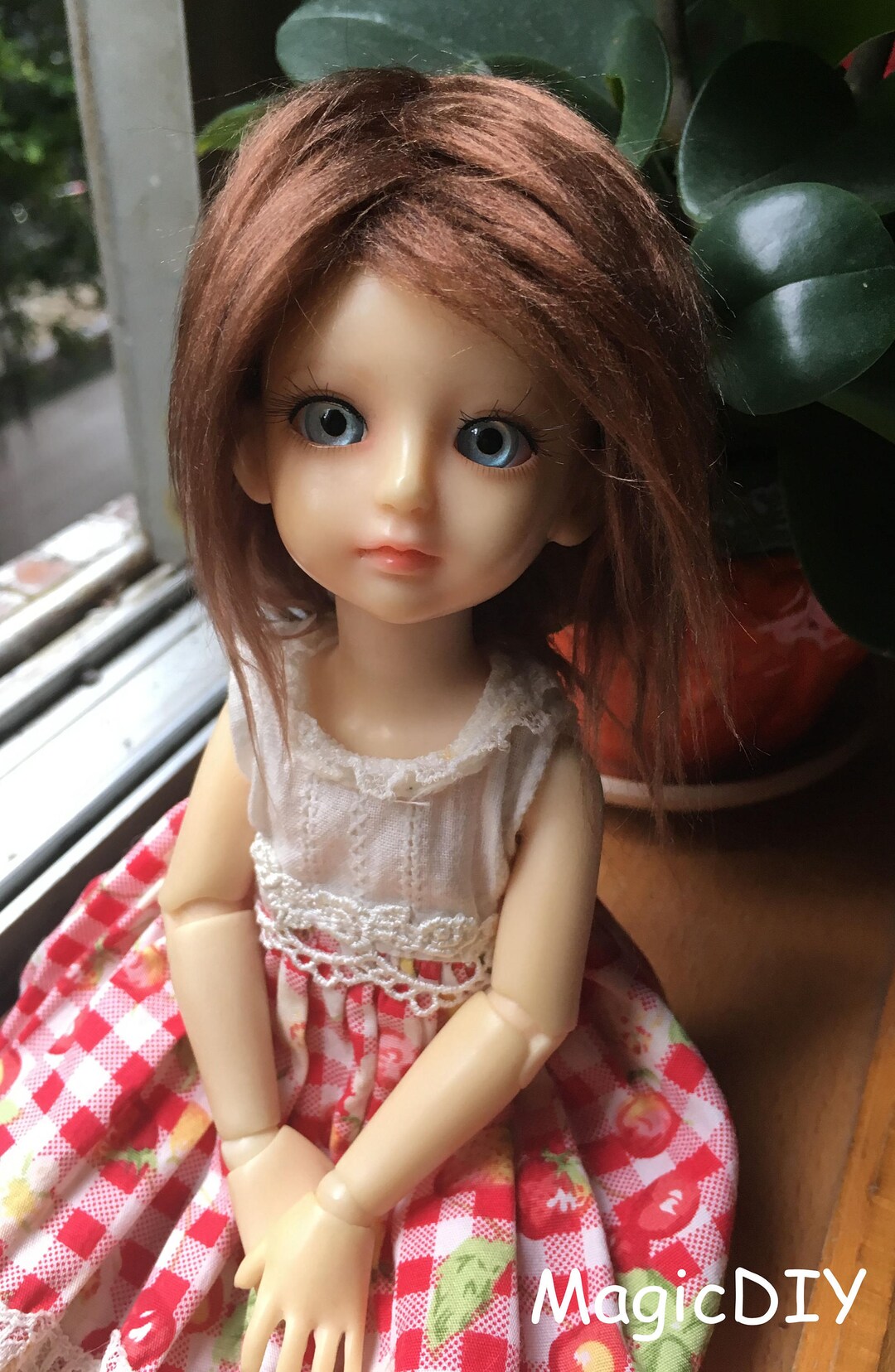 BJD Doll Fabric Fur Wig Brown Hair for 1/12 1/8 1/6 Bjd Dolls 3-4",4-4. ...