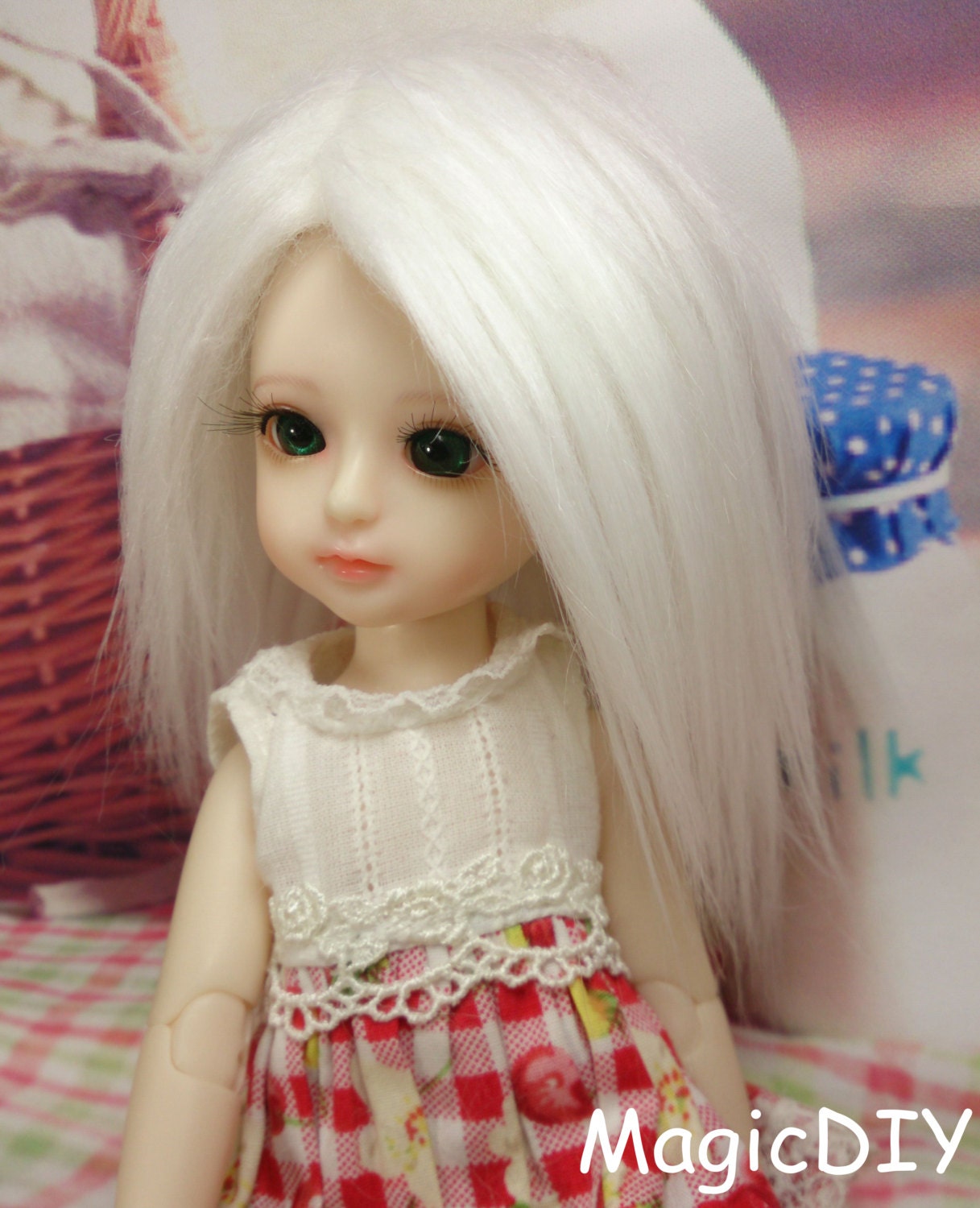BJD Doll Wig Fabric Fur Pure White Bjd Wig Bjd Hair for 1/12 - Etsy