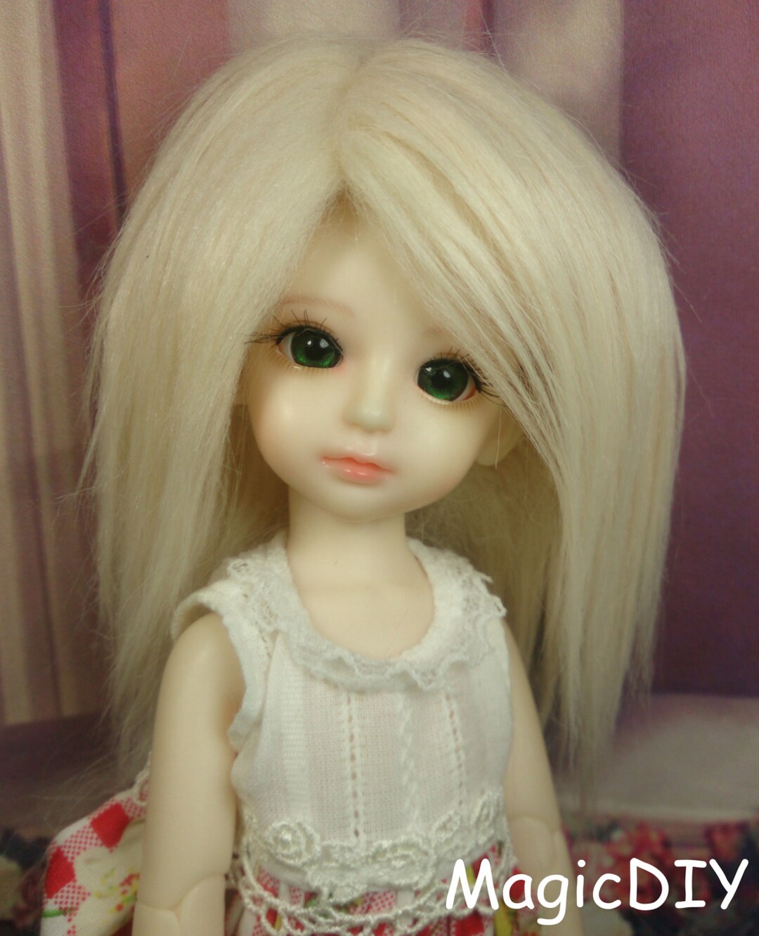 BJD Doll Fabric Fur Wig Smoke Yellow Wig Hair for 1/12 1/8 1/6 Bjd ...
