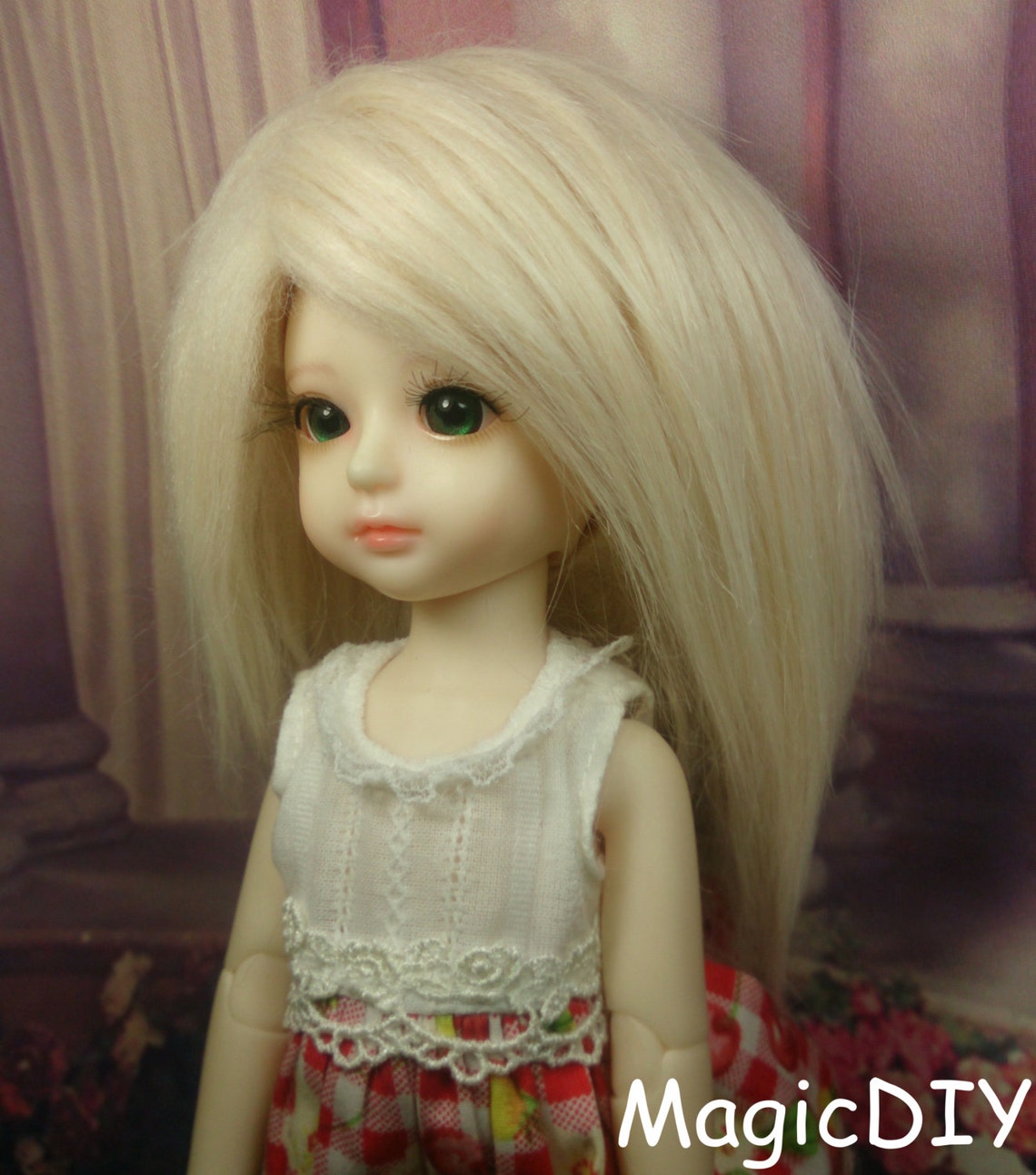 BJD Doll Fabric Fur Wig Smoke Yellow Wig Hair for 1/12 1/8 1/6 Bjd ...