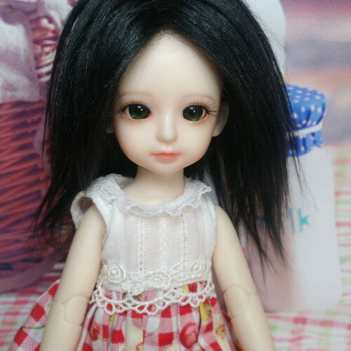 BJD Doll Fabric Fur Wig Black Wig Hair for 1/12 1/8 1/6 Bjd - Etsy