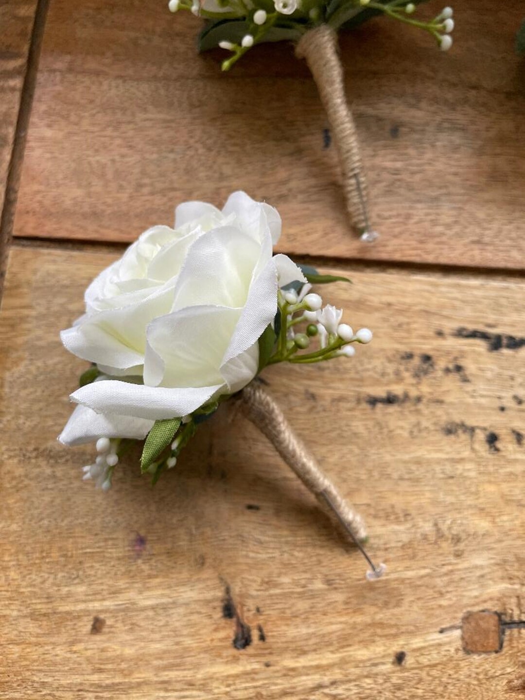 Single Real Look Ivory White Silk NOT FOAM Rose Buttonhole With ...