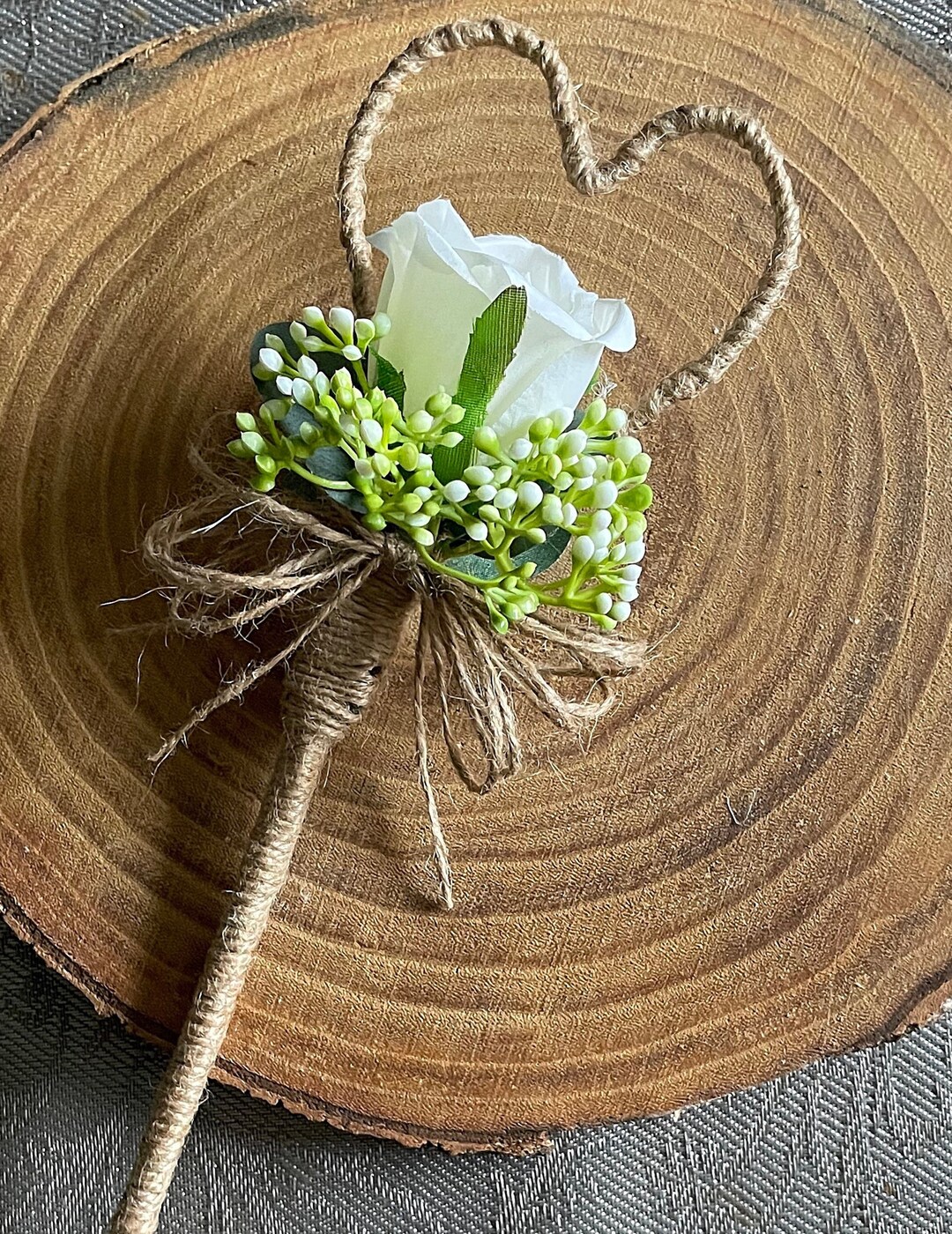 Rustic Flower Girl Wedding Heart Wand WHITE Silk Rose, Wild Berries ...