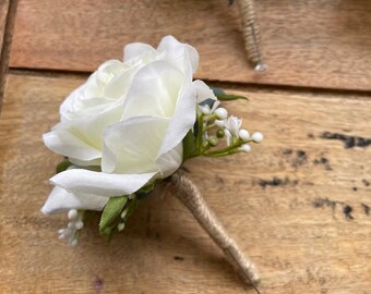 Preserved White Rose Boutonniere/ Groom Buttonhole/ Boho - Etsy UK