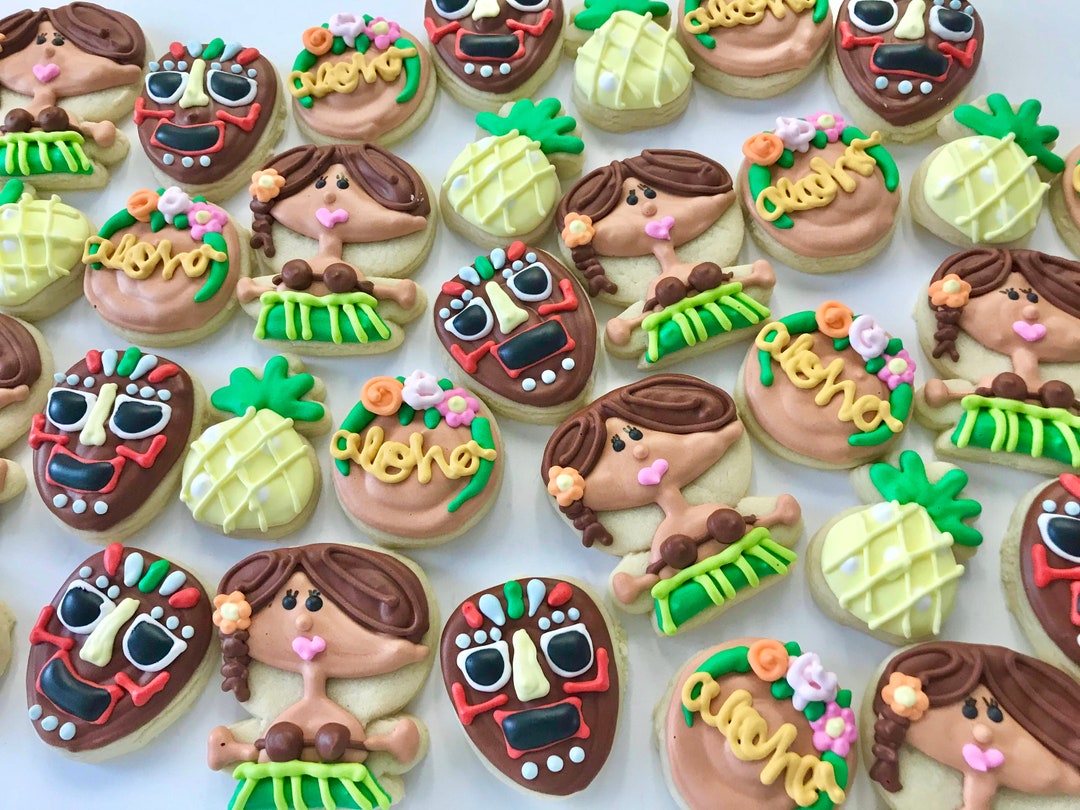 Hula Girl Mini Decorated Cookies Set - Etsy