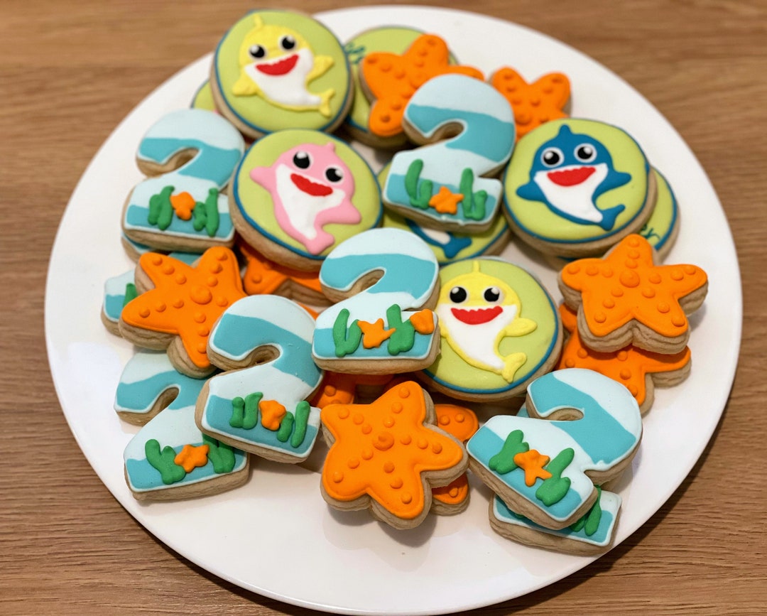 Mini Baby Shark Birthday Decorated Cookies - Etsy