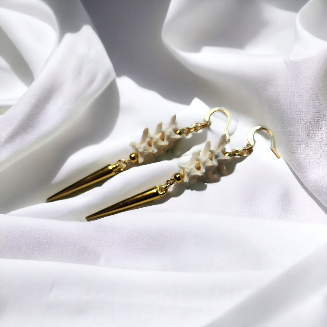 Gold Plated Vertebrae Trio Spike Earrings - Etsy