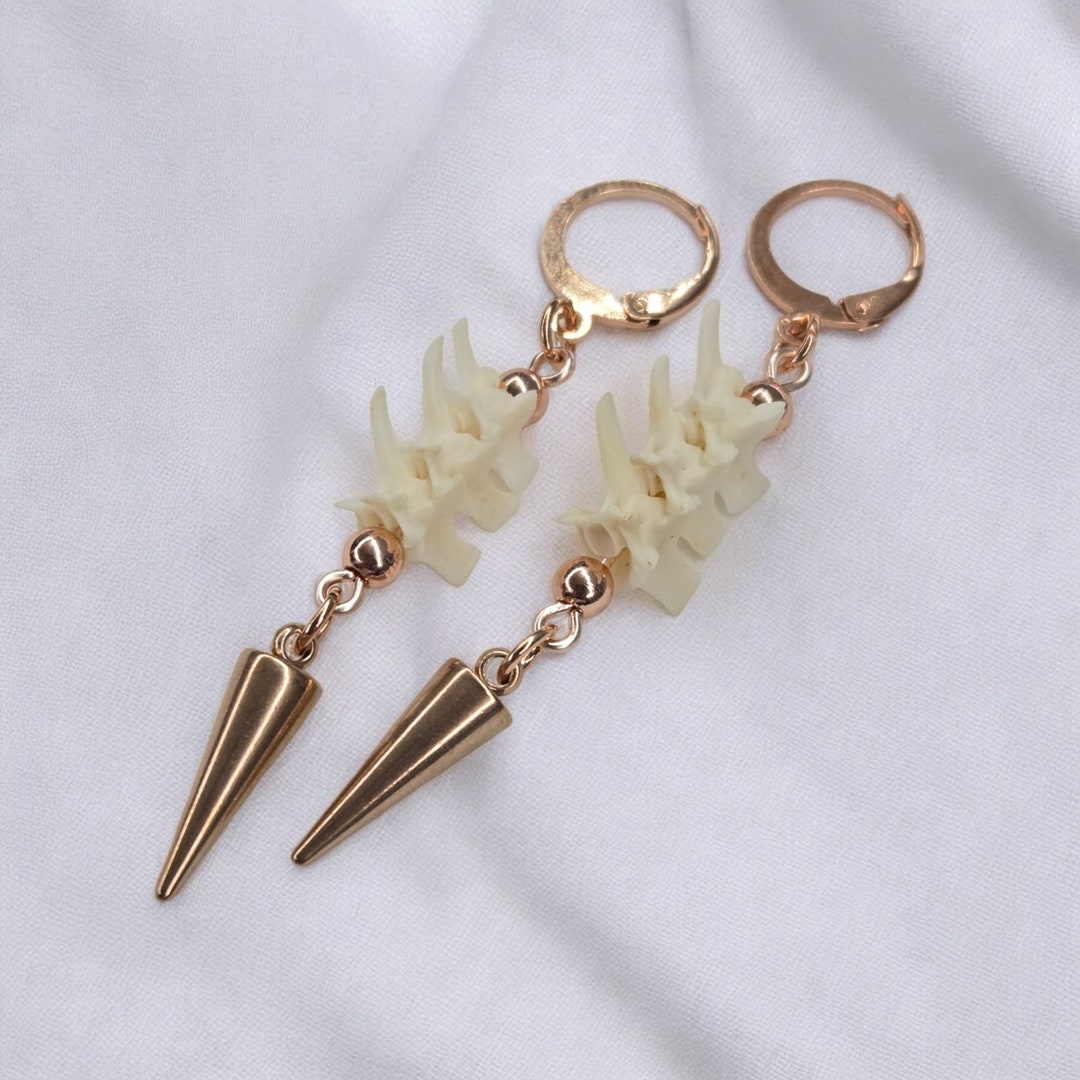 Rose Gold Plated Vertebrae Spike Earrings Stainless Steel - Etsy
