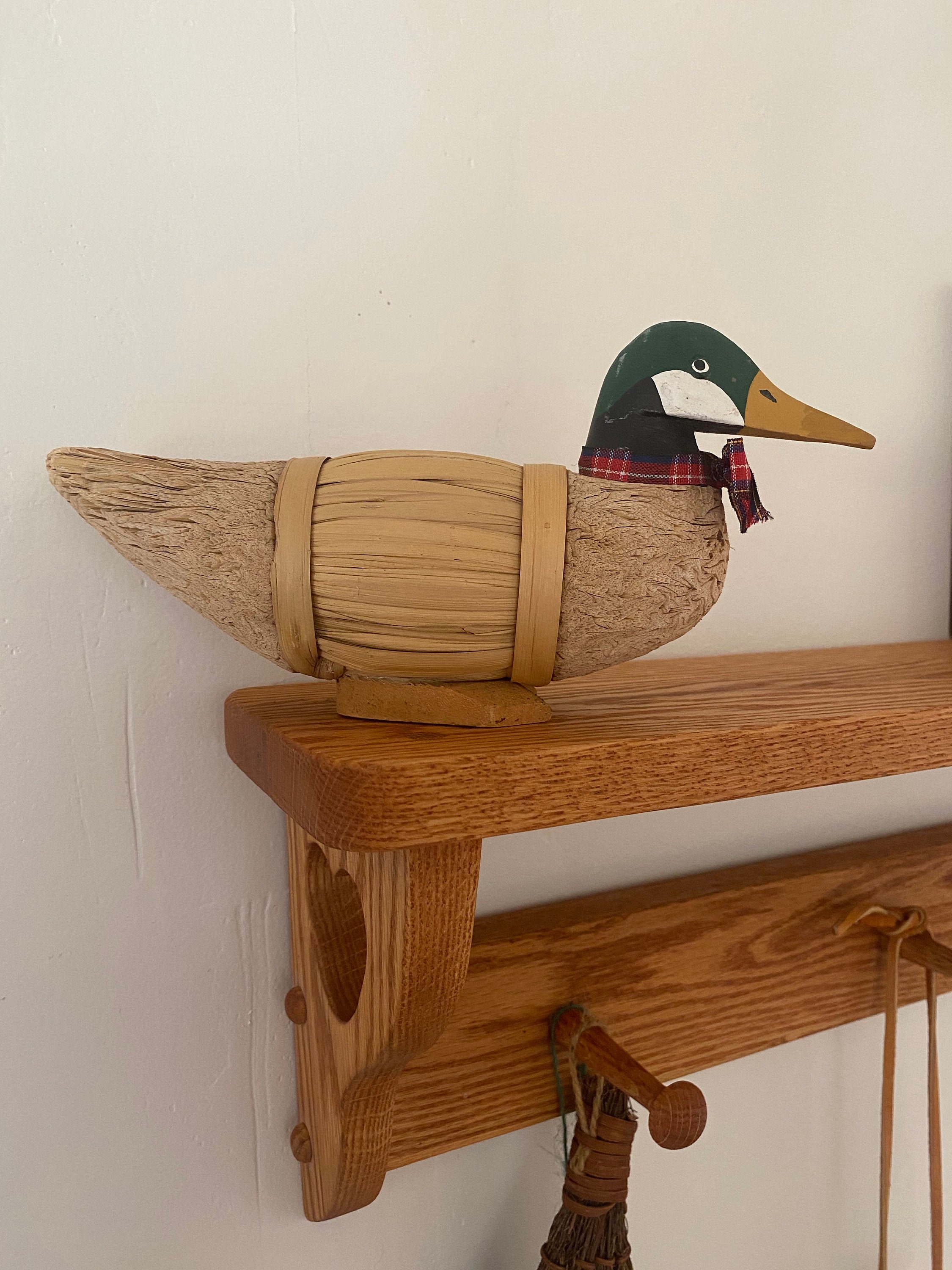 Vintage Corn Husk Duck With Wood Head & Feet Russ Farmhouse | Etsy