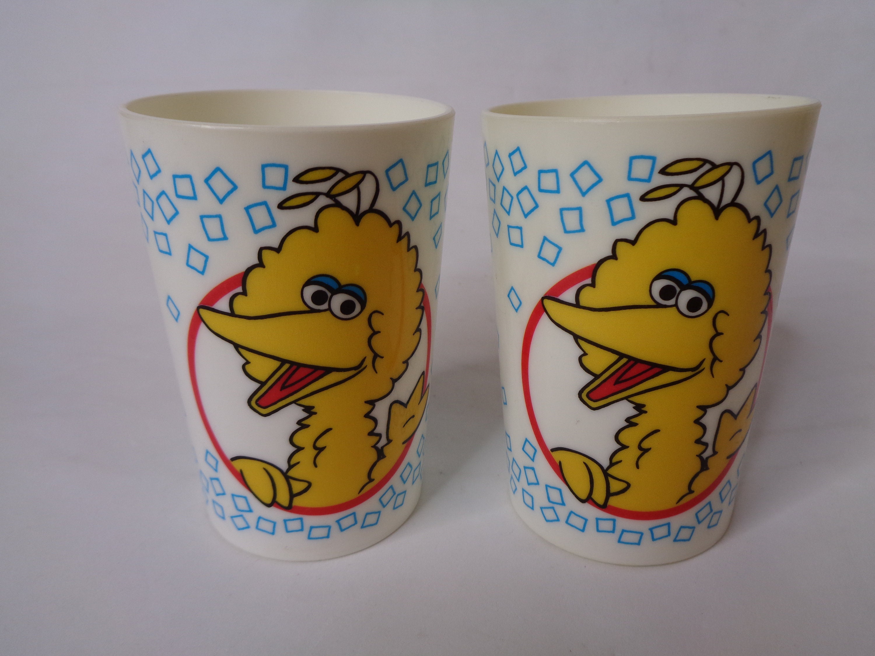 Big Bird Muppets Plastic Drinking Cups Sesame Street Vintage | Etsy