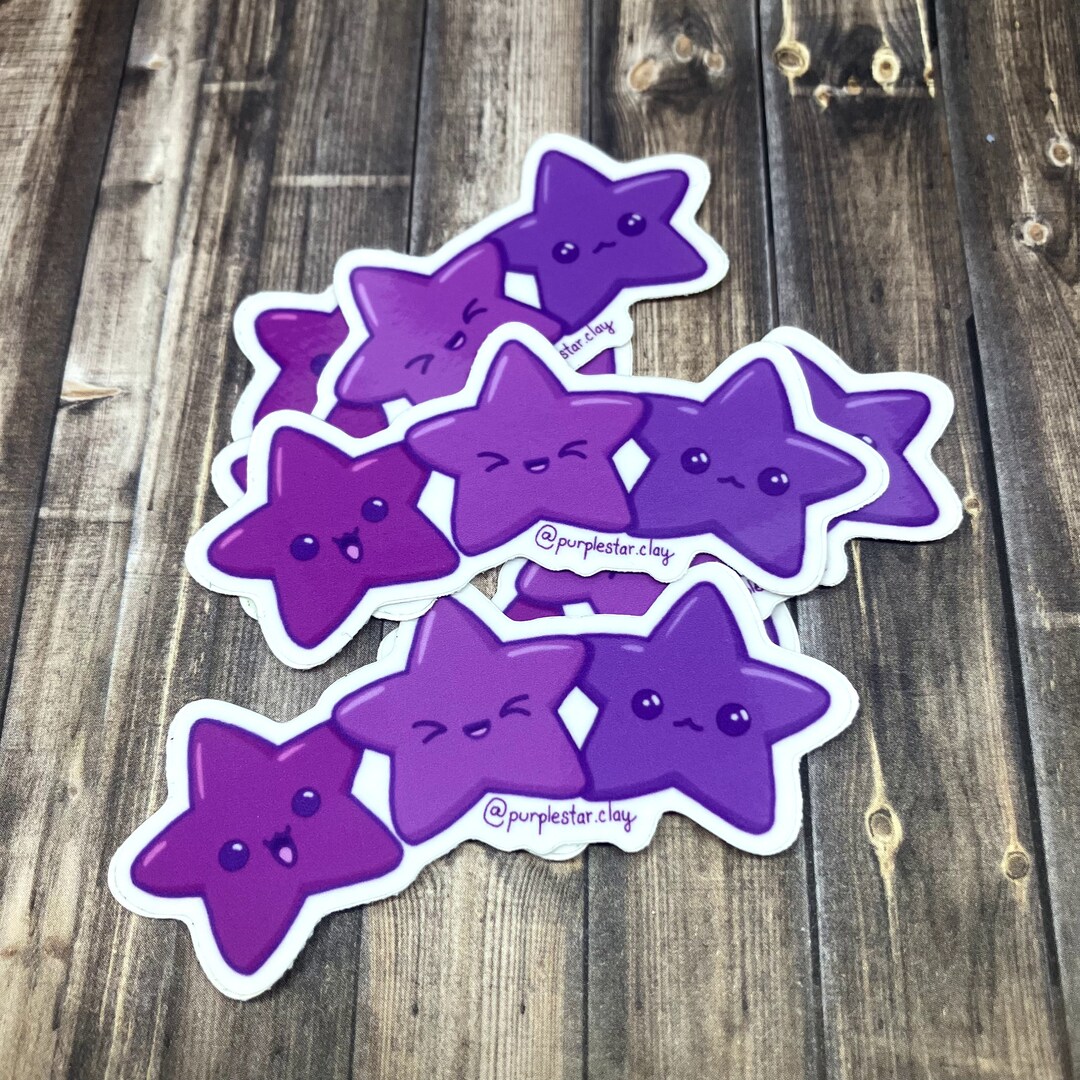 Purple Stars Sticker Cute Sticker Kawaii Stars Sticker Car - Etsy