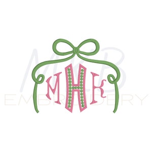 Bow Monogram Frame LARGE, Bow Top Monogram Frame, Bow Embroidery, Bow ...