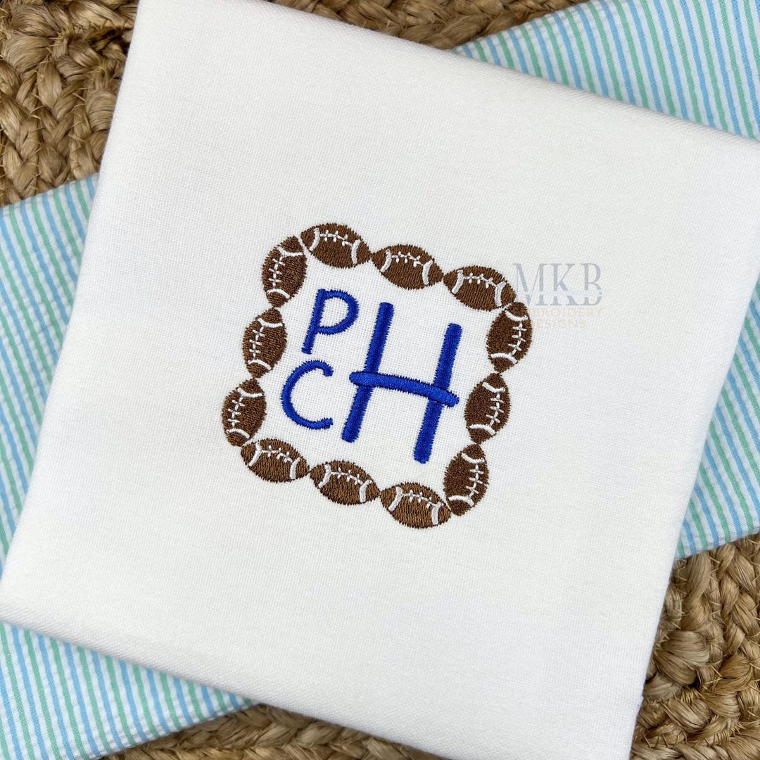Football Square Frame, Football Monogram Frame, Sports Embroidery, Team ...