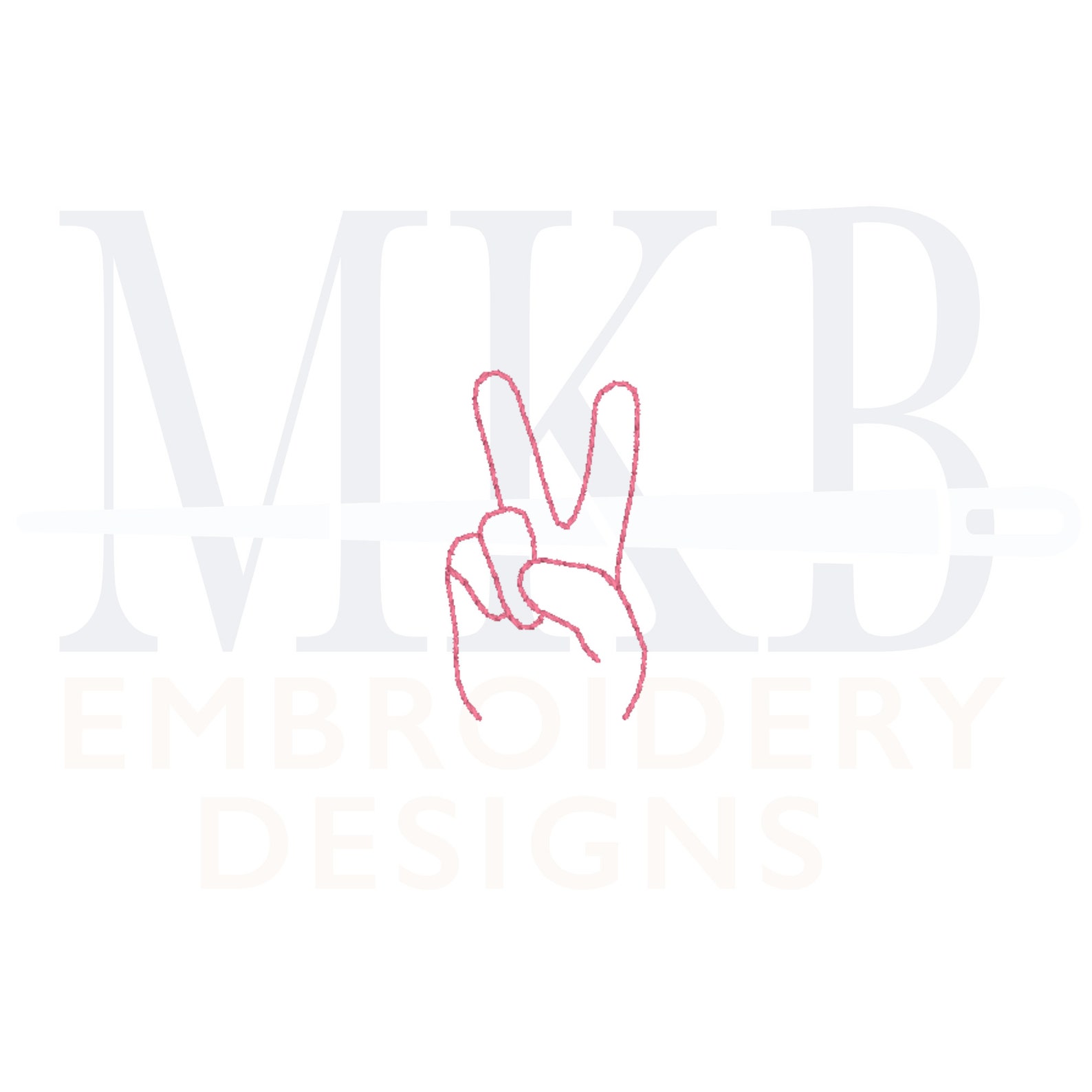 Peace Hand Sign Embroidery Design, Version 1, Mini Bean Stitch, Machine ...