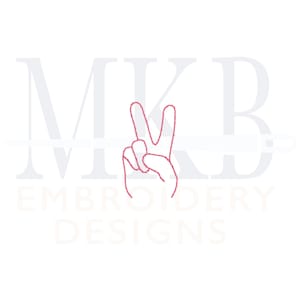 Peace Hand Sign Embroidery Design, Version 1, Mini Bean Stitch, Machine ...