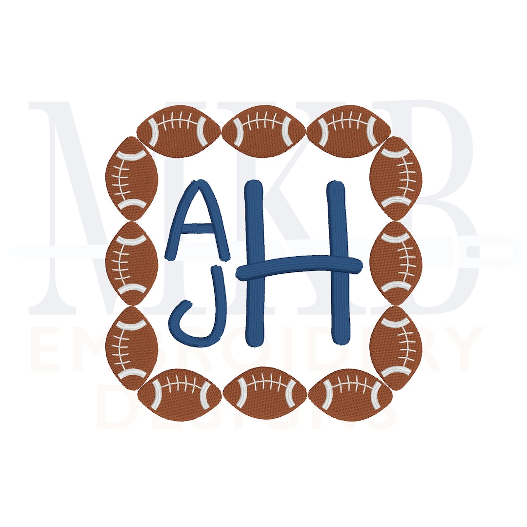 Football Square Frame, Football Monogram Frame, Sports Embroidery, Team ...