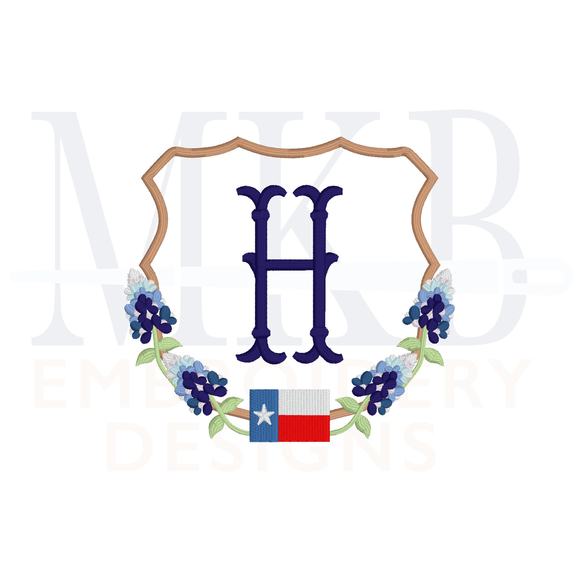 Texas Bluebonnets Crest, Bluebonnet Embroidery, Wildflower, Floral ...