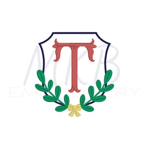 Boxwood Bow Crest, MEDIUM, Leaf Laurel Crest, Greenery Crest Monogram ...