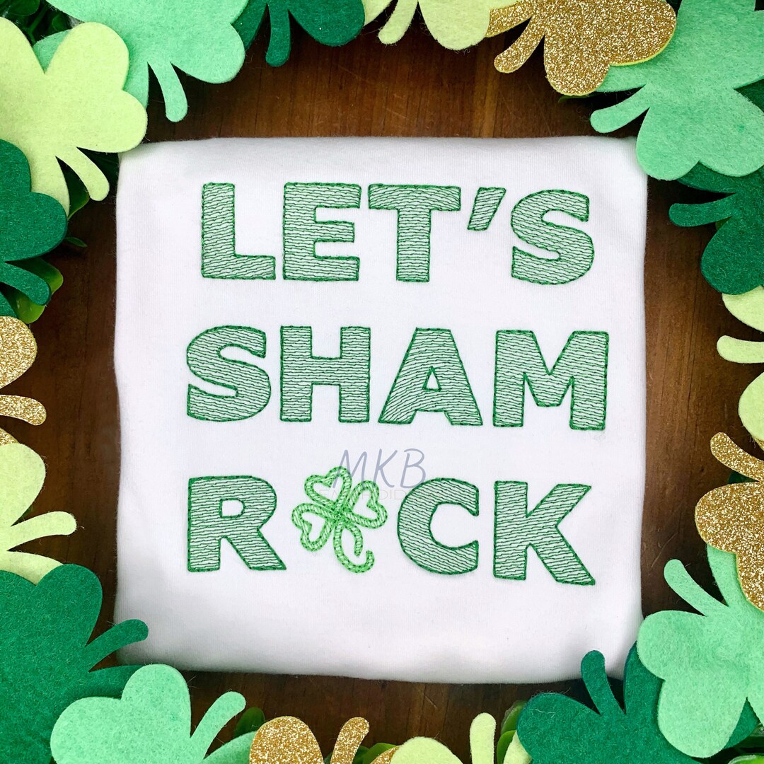 Let's Sham Rock Sketch Fill, Shamrock Sketch Machine Embroidery Design ...