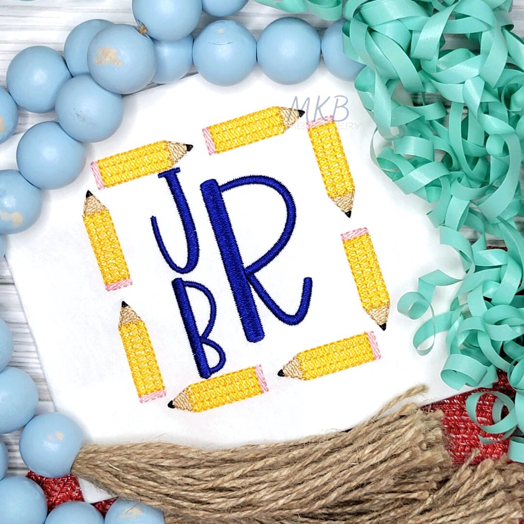 Pencil Frame Sketch Stitch, Square Pencil Monogram Frame, Back to ...