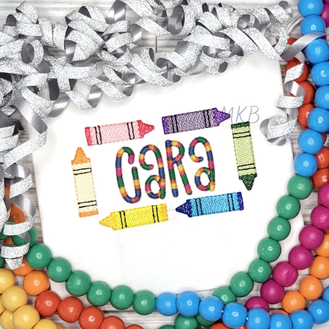 Crayon Frame SMALL, Rectangle Crayon Frame, Back to School Embroidery ...