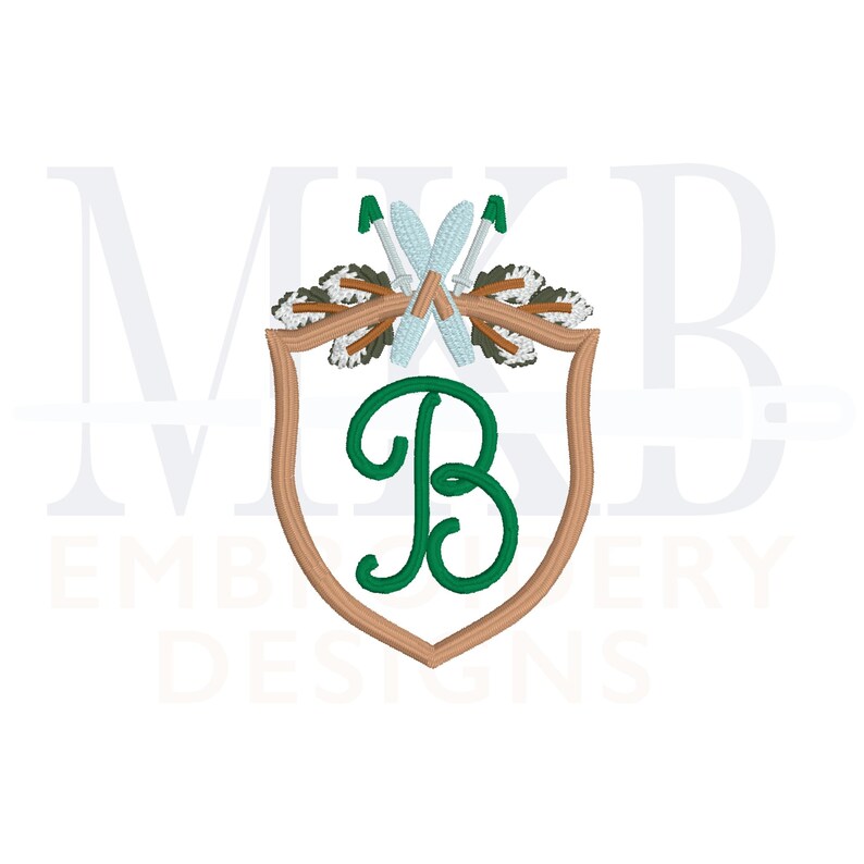 Ski Crest Pine Outer Poles, Snow Ski Crest, Winter Embroidery, Alpine ...
