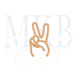 Peace Hand Sign Embroidery Design, Version 1, Mini Satin Stitch Machine ...