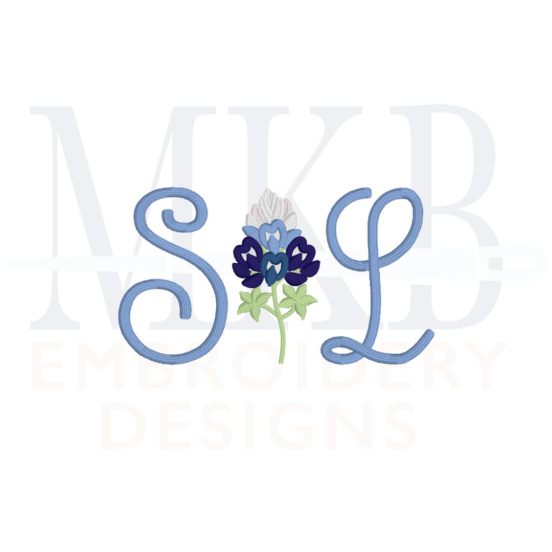 Bluebonnets Embroidery, Version One, Texas Bluebonnets, Wildflower ...