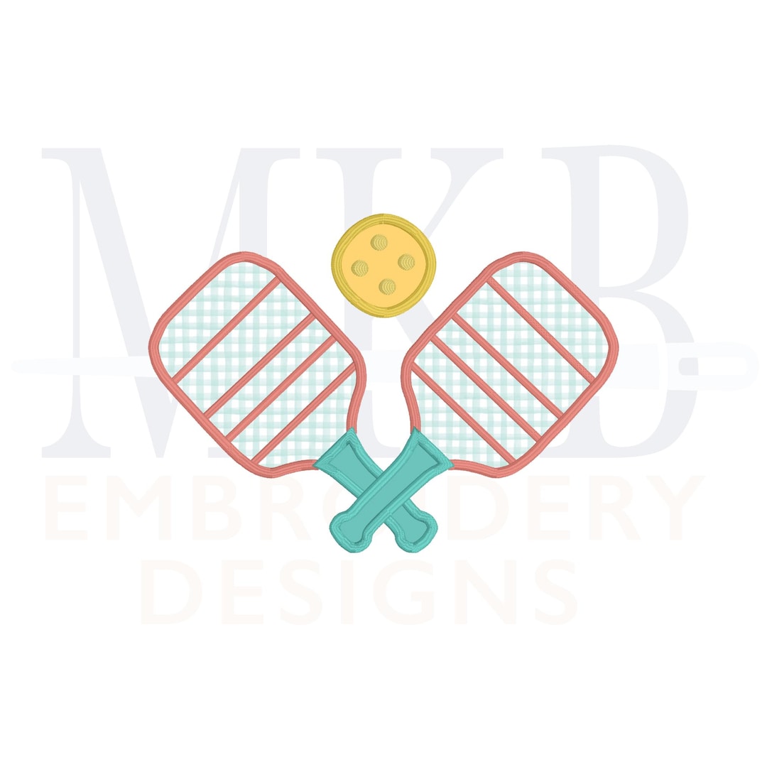 Pickleball Satin Stitch Applique Design, Pickleball Paddles Crossed ...