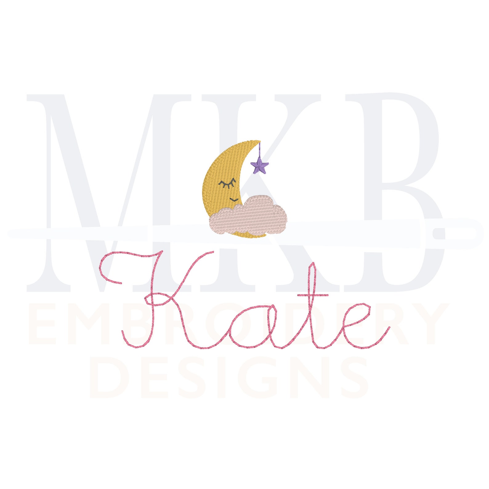 Moon Star and Cloud Embroidery Design, Mini Moon, Little Star, Baby ...