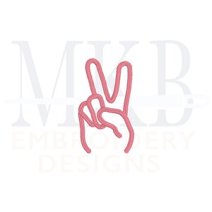 Peace Hand Sign Embroidery Design, Version 1, Mini Satin Stitch Machine ...