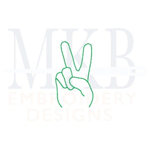 Peace Hand Sign Embroidery Design, Version 1, Mini Bean Stitch, Machine ...